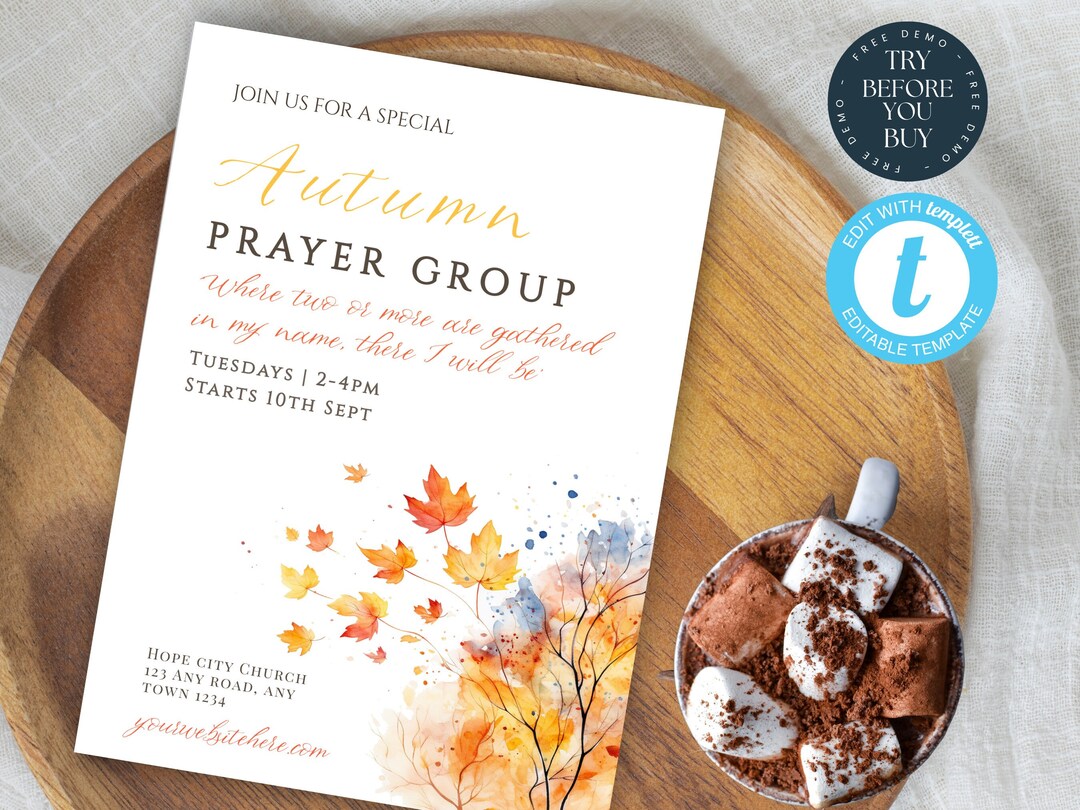 Autumn Prayer Group Invite | Fall Church Event Flyer | Fellowship Bible ...