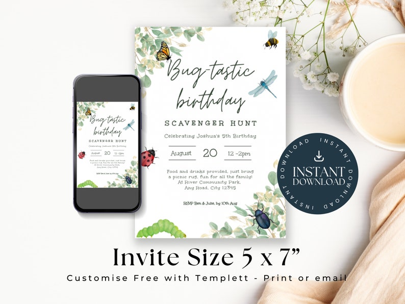 Bug Scavenger Hunt Invitation | Bug Party Invitation | Bug Birthday ...