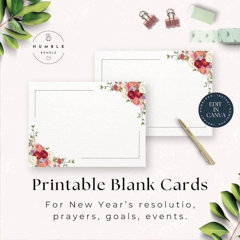 Printable Blank Cards New Years Resolution Cards PDF Download Prayer ...