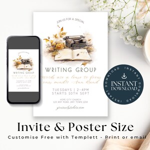 Editable Writing Club Invite | Autumn Invitation | Writing Classes ...