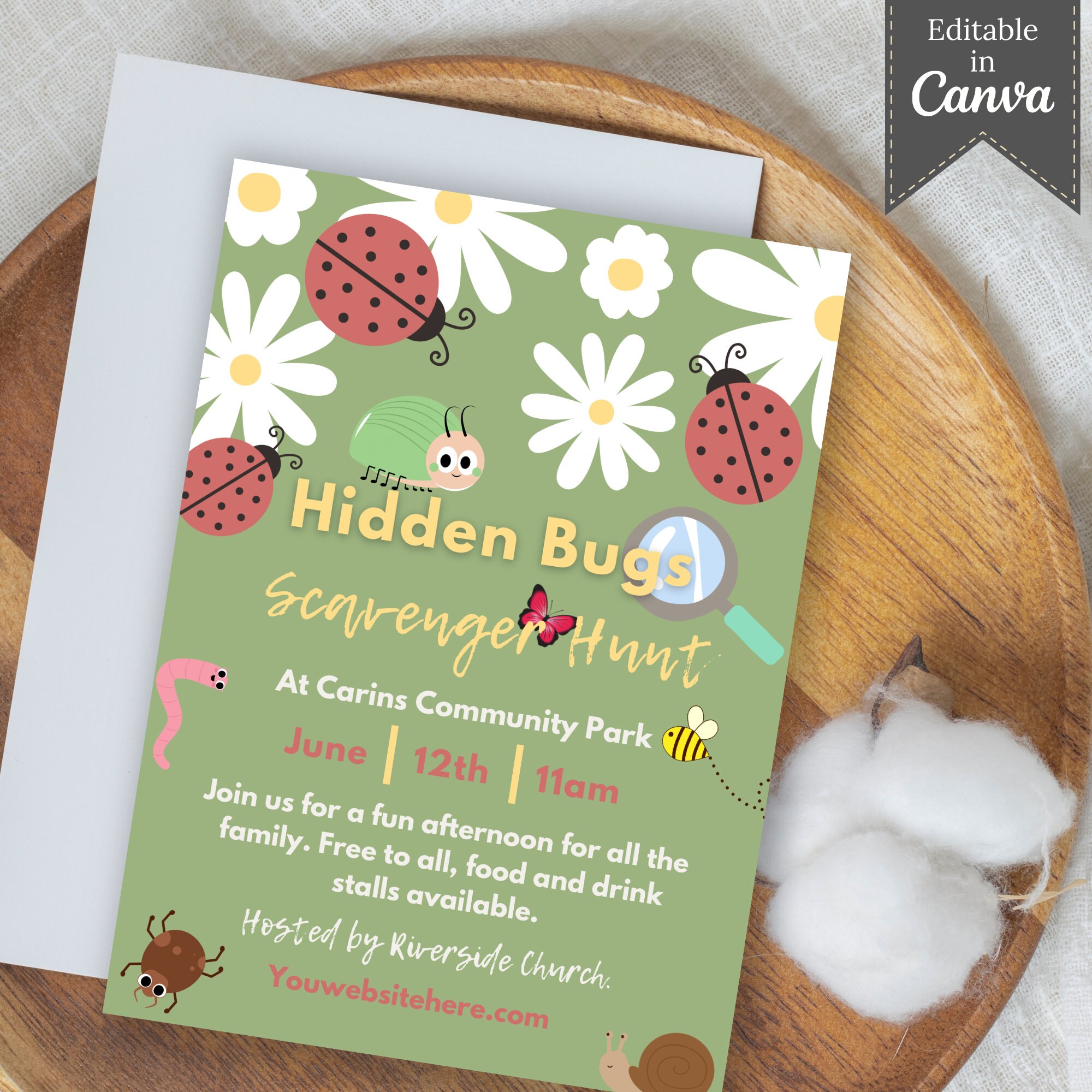 Bug Scavenger Hunt Flyer Template Community Event Editable Flyer School ...