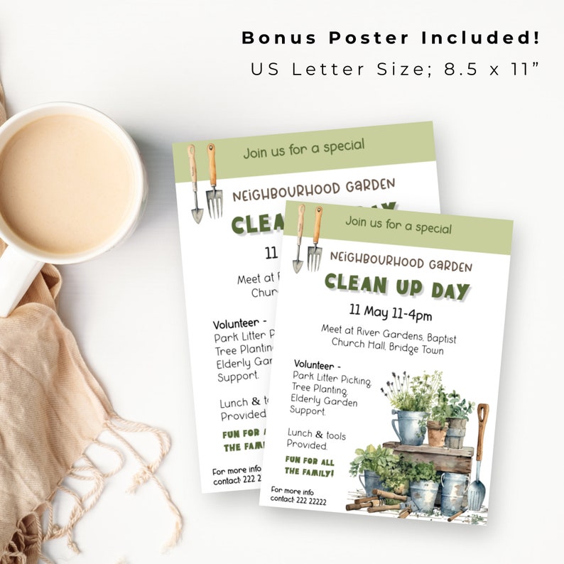 Editable Community Garden Clean up Flyer Template | Gardening Event ...
