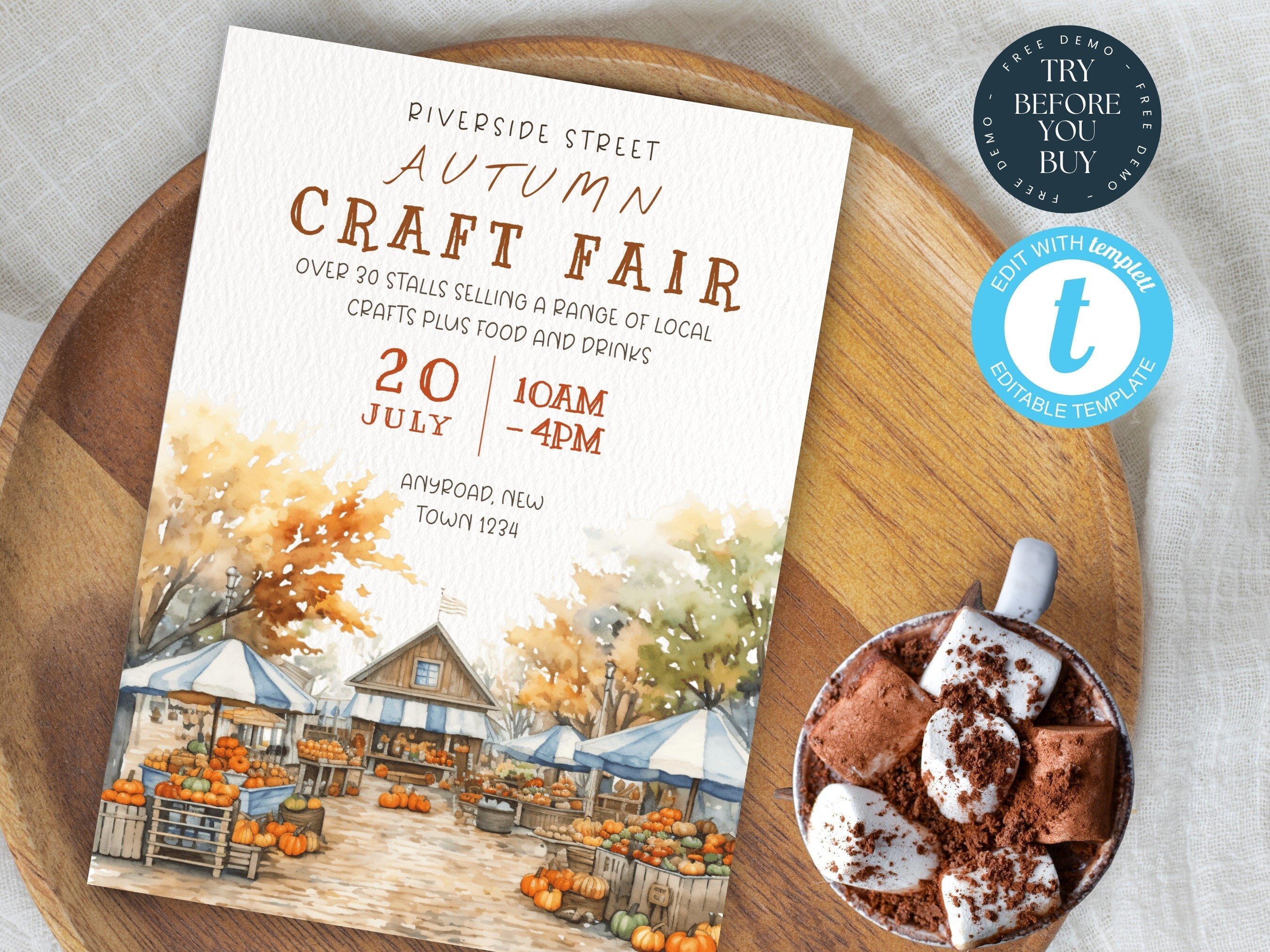 Autumn Craft Fair Flyer Community Fair Poster Craft Market Yard Sale ...