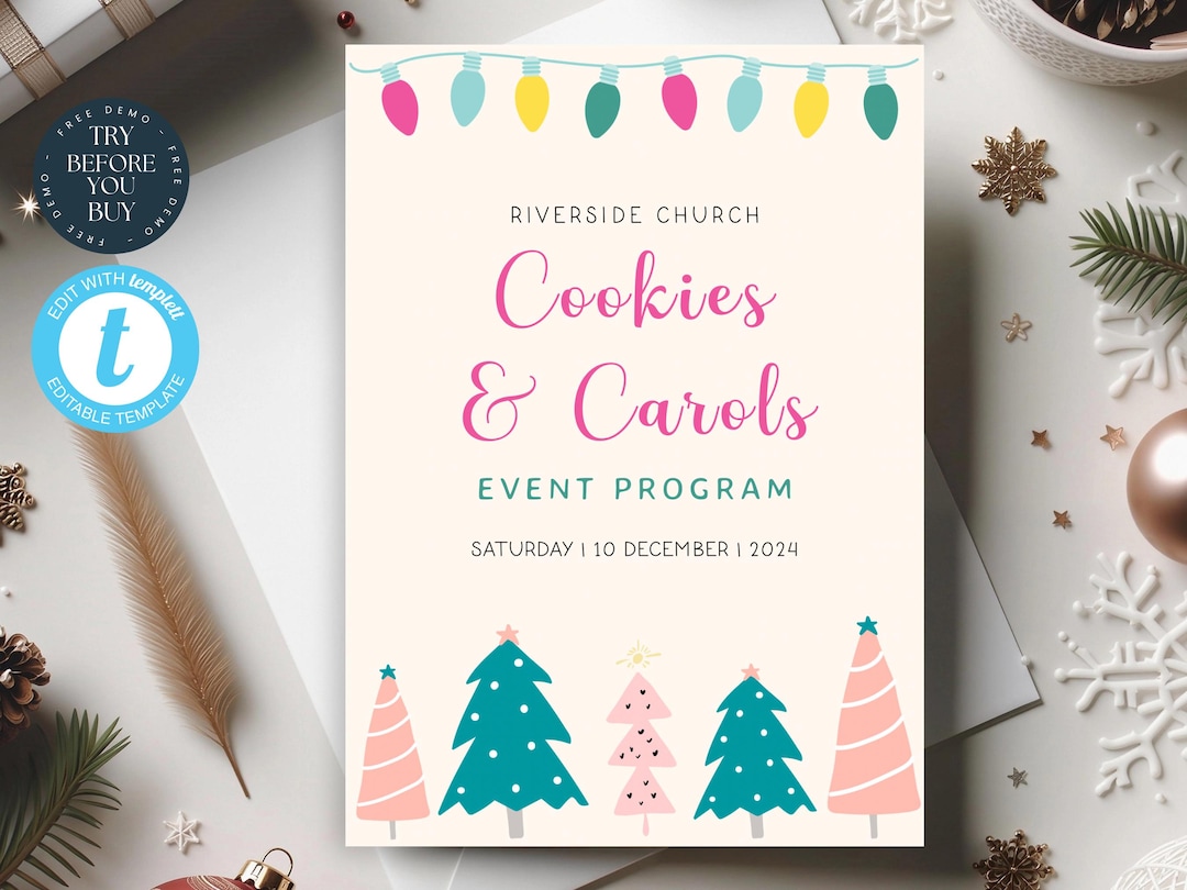 Editable Christmas Carols Booklet & Invite Church Event Carol Service ...