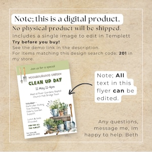 Editable Community Garden Clean up Flyer Template | Gardening Event ...