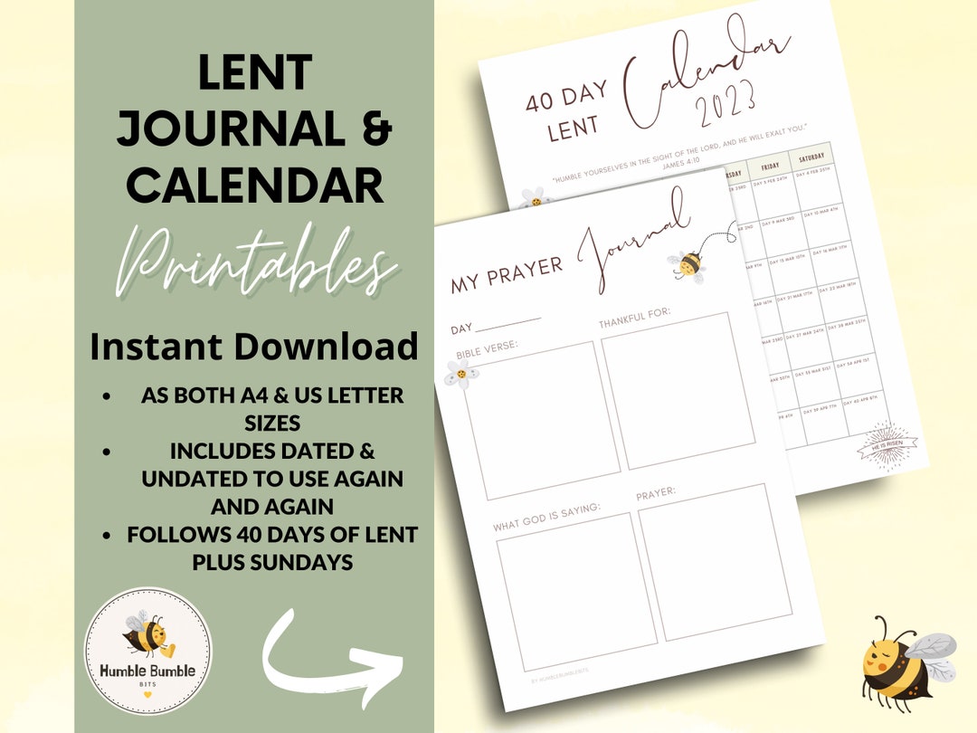Lent Prayer Journal & Calendar Prayer Journal Printable for Lent 40 Day ...