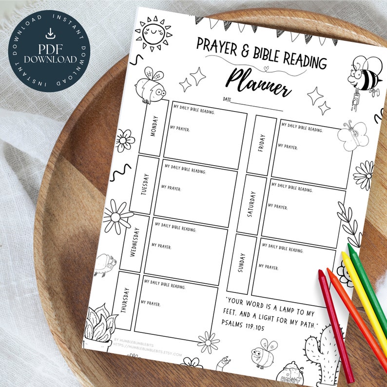 Weekly Devotional Planner for Kids, Childrens Planner, Christian Faith ...
