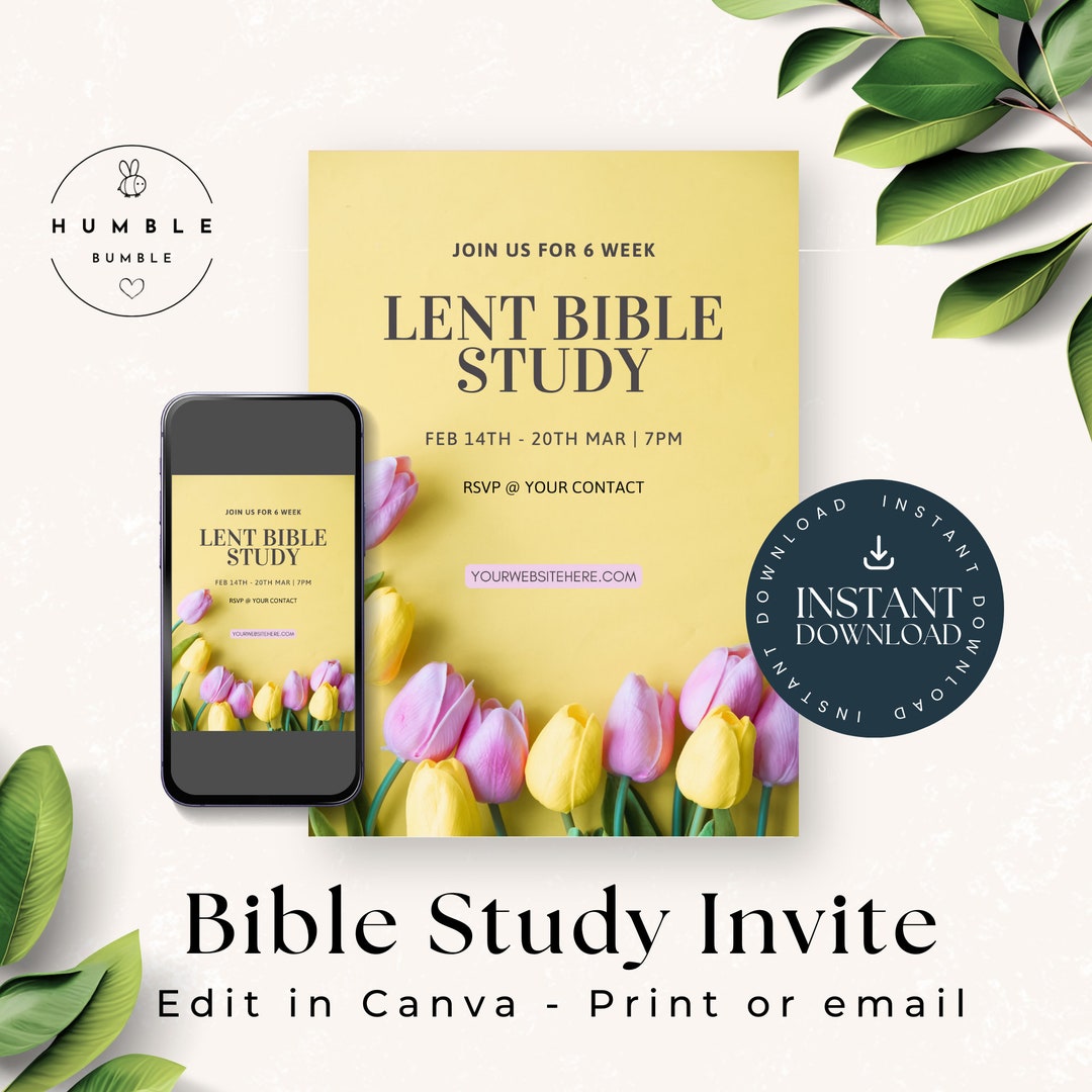 Lent Bible Study Invite Editable Flyer Church Group Evite Invite ...