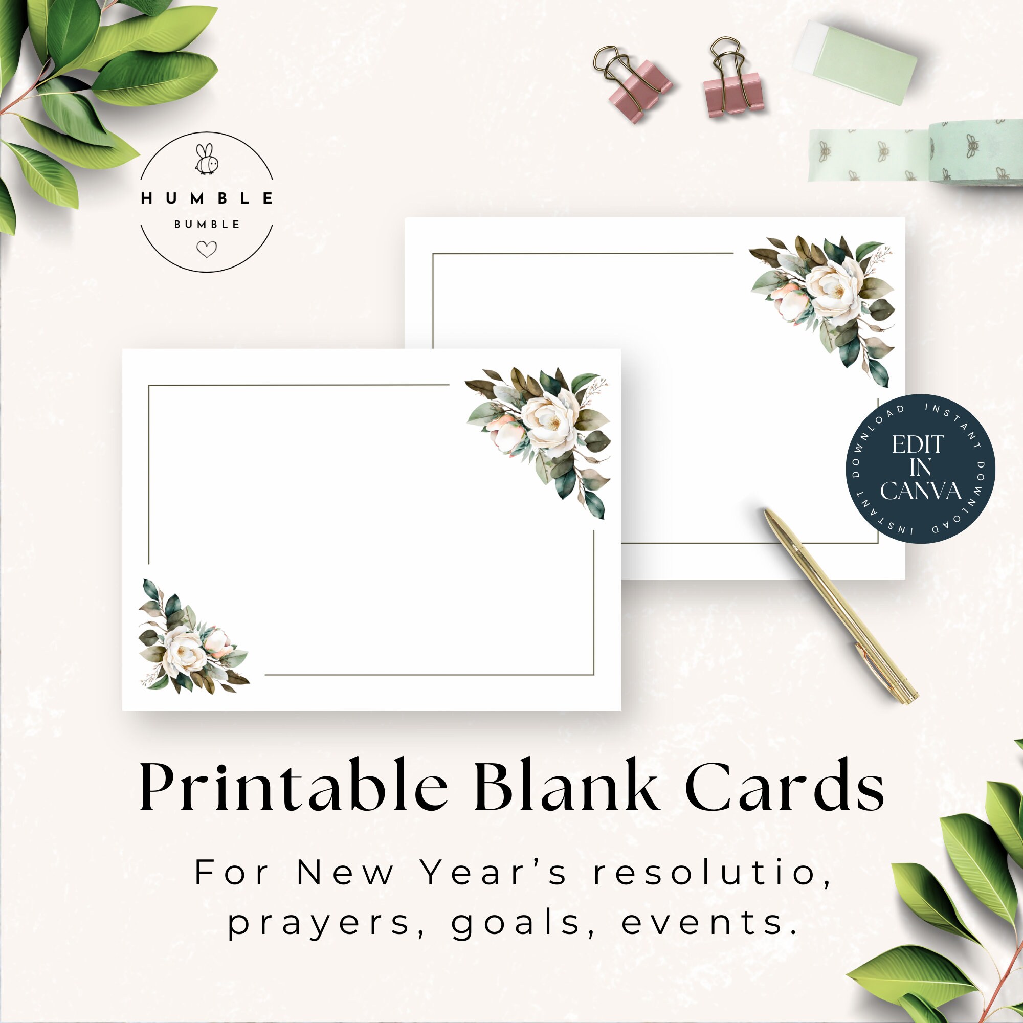 Printable Blank Cards Blank Affirmation Cards PDF Download Prayer Card ...