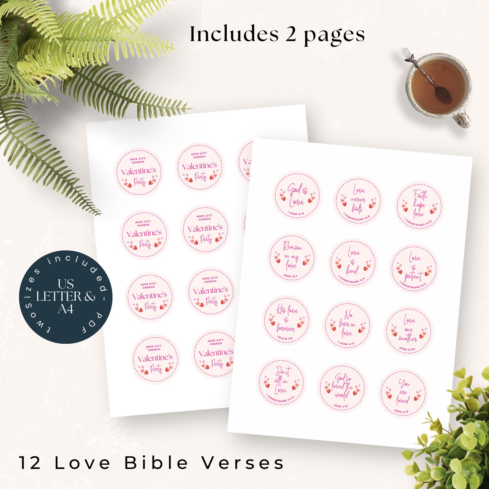 Editable Church Valentines Party Cupcake Toppers | Love Bible Verse ...