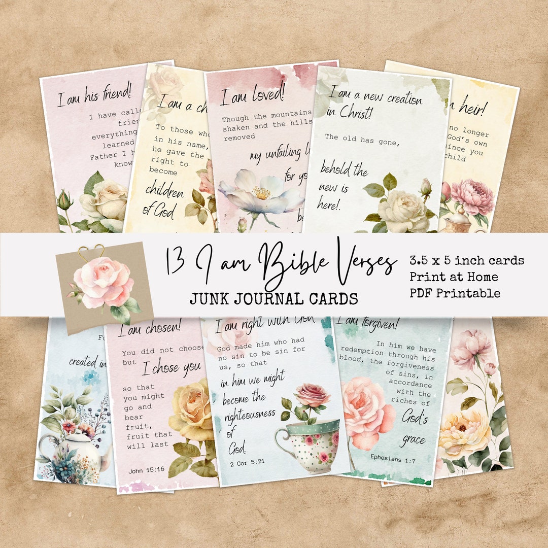 Junk Journal Bible Verse Cards | Scripture Cards | Prayer Board Cards ...