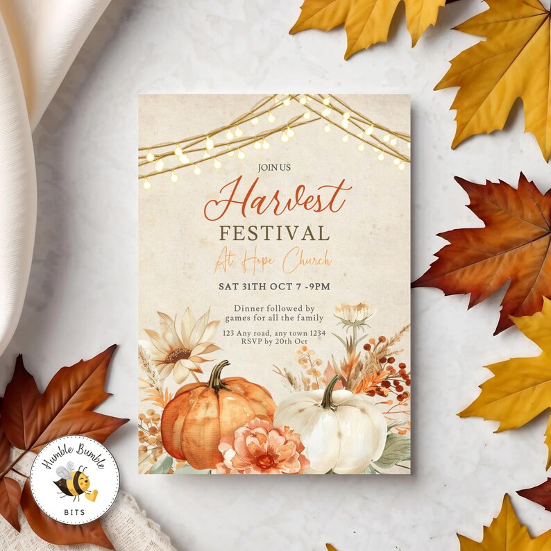 Harvest Festival Flyer | Fall School & PTA Event Invitation | Editable ...