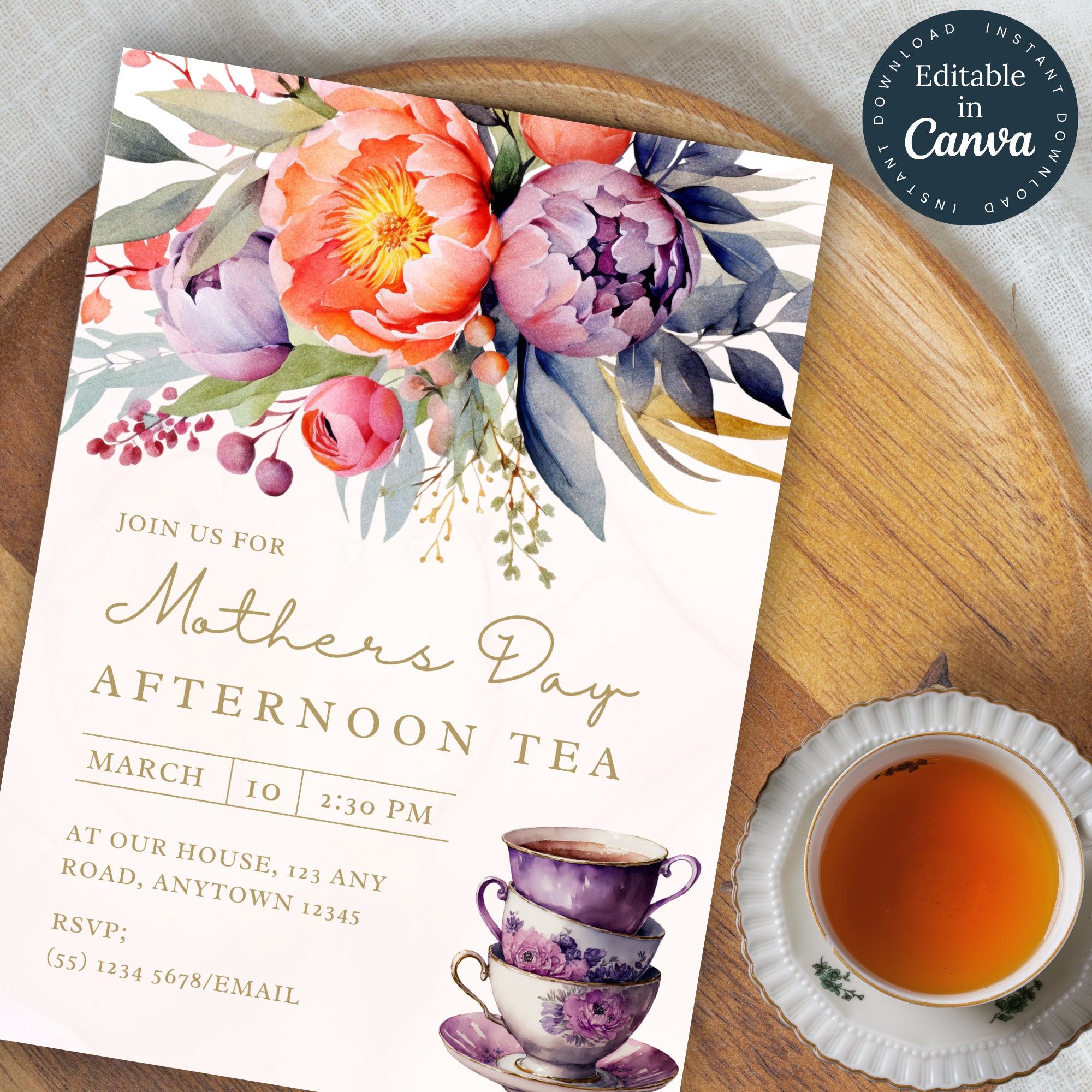 Mother’s Day Afternoon Tea Invitation | High Tea Invite | Event Flyer ...