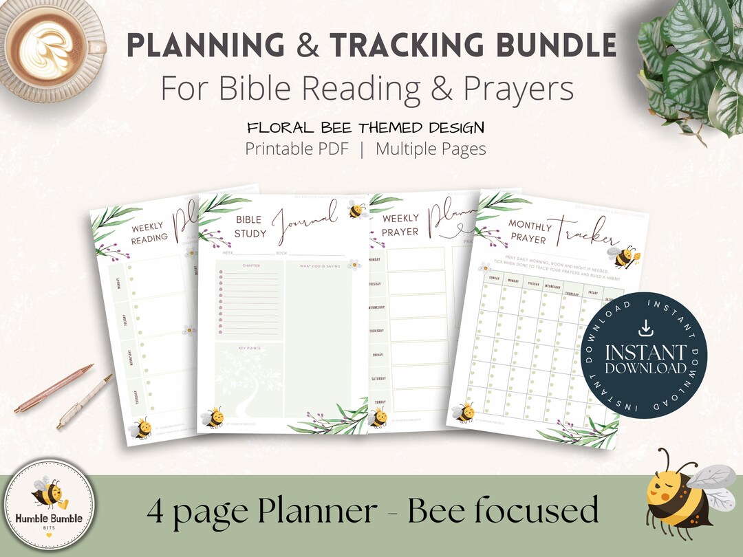 Christian Planning & Tracking Bundle for Prayers and Bible Reading ...