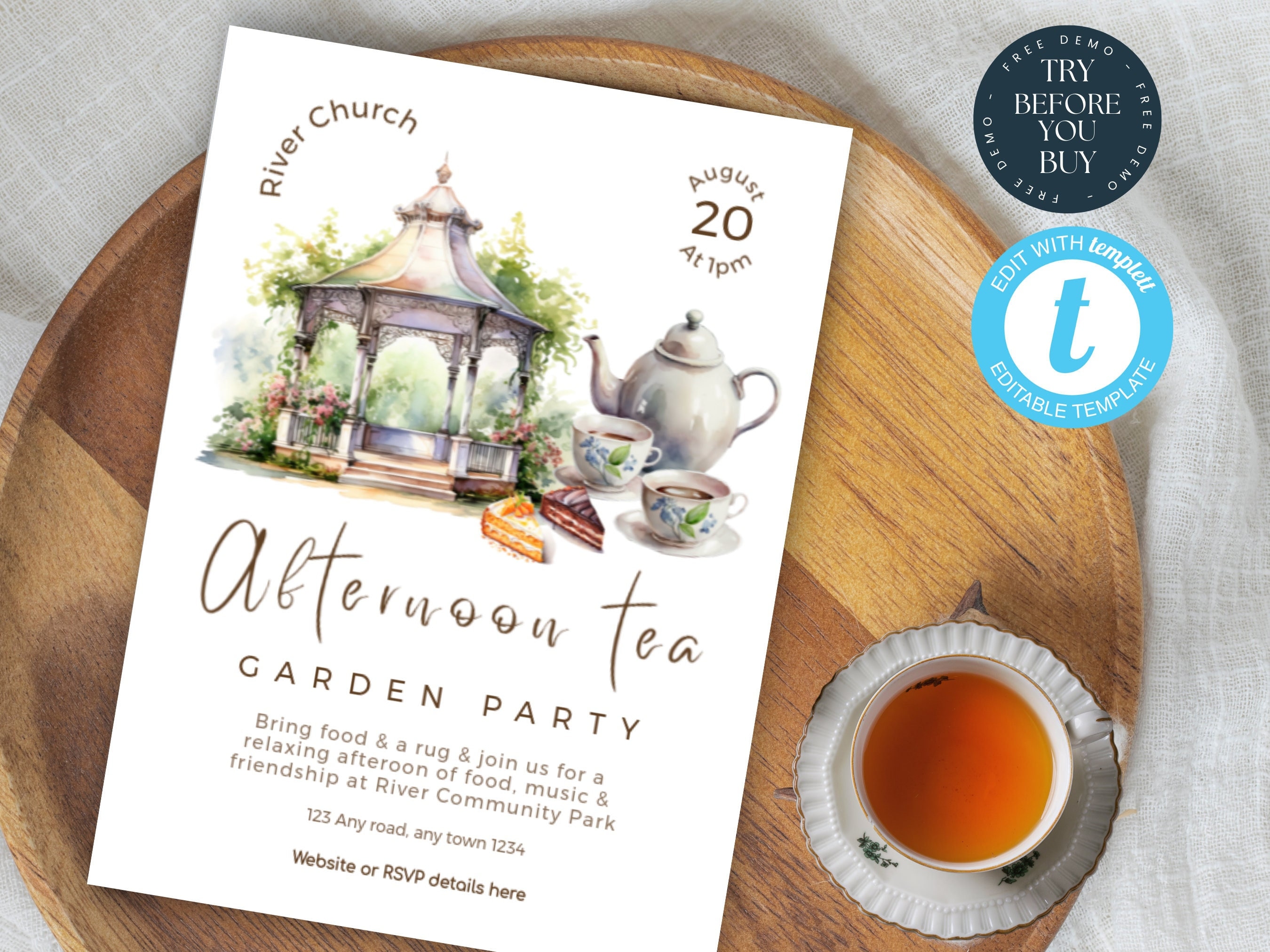 Garden Party Afternoon Tea Invitation Tea Party Invitation Template Tea ...