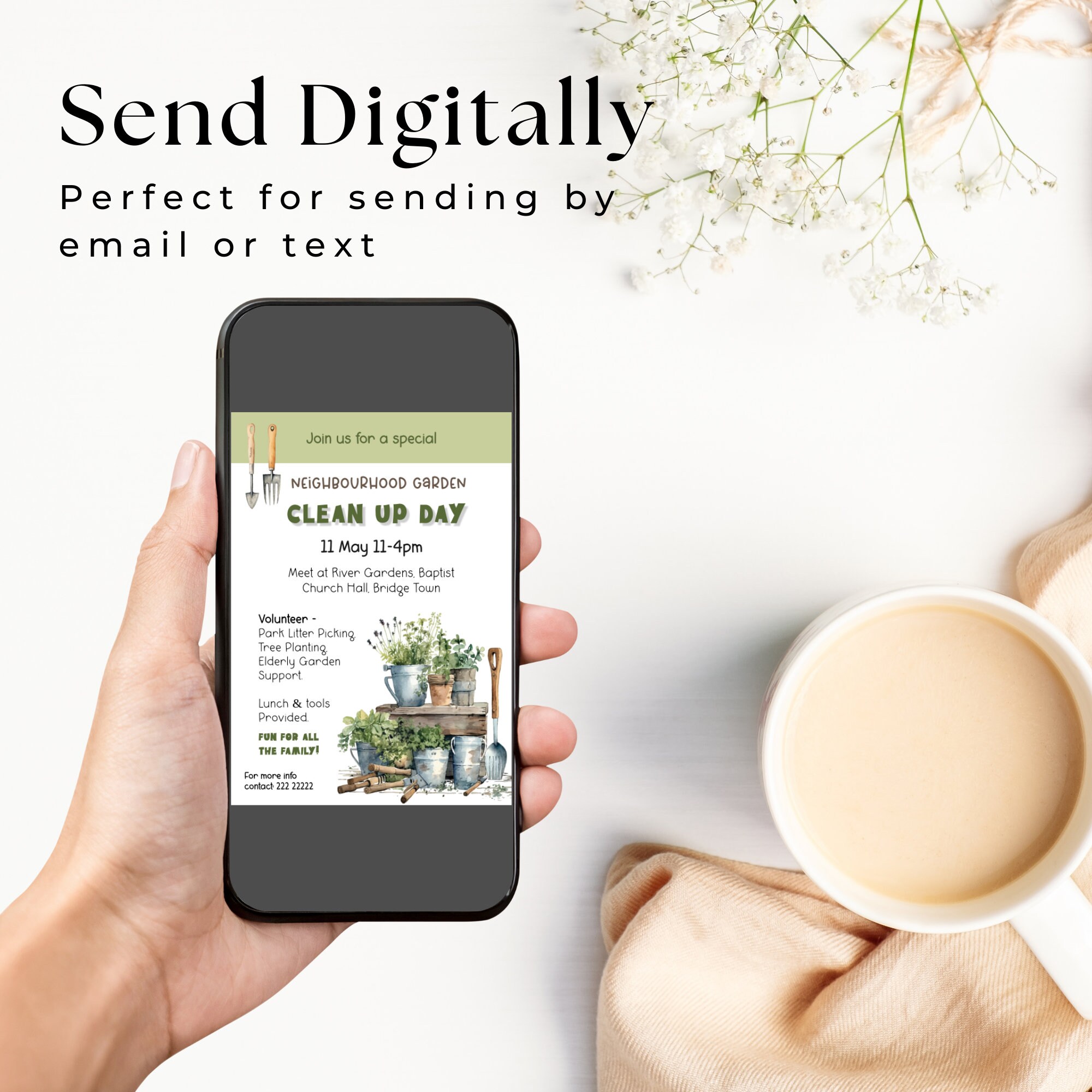 Editable Community Garden Clean up Flyer Template | Gardening Event ...