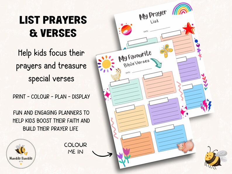 Colourful Faith Planner Bundle for Kids Faith Planner Prayer Planner ...