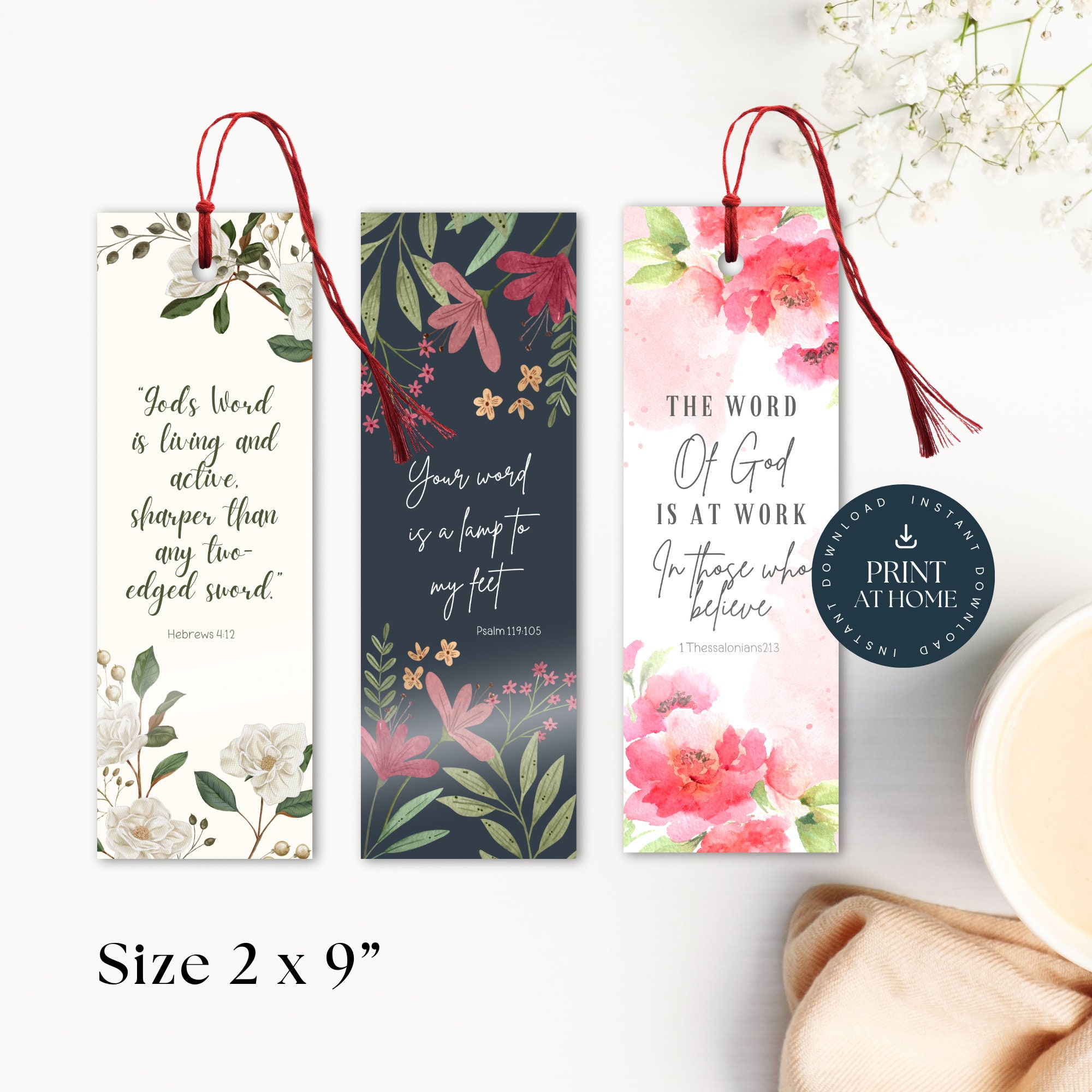 10 Bible Verse Bookmarks | Printable Scripture Bookmark Set | Christian ...