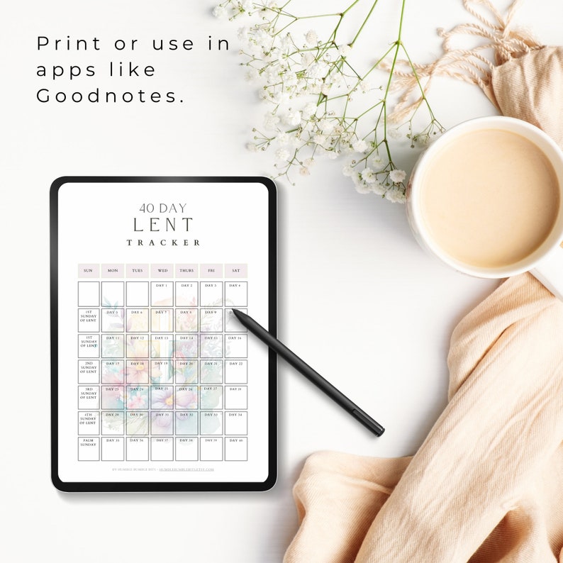 Cross Lent Calendar | 2024 Lent Tracker | 40 Day Lenten Undated ...