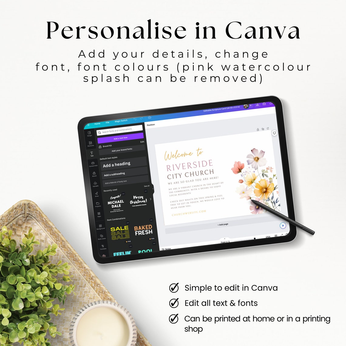 Spring Church Welcome Card Template | Digital Download | Editable ...