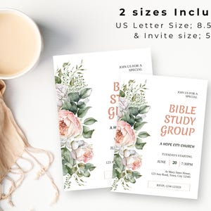 Floral Bible Study Invite | Church Group Poster | Christian Book Club ...