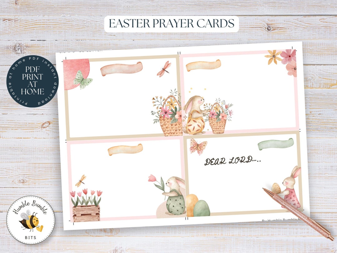 Printable Easter Cards, Easter Prayer Cards for Kids, Lent Activities ...