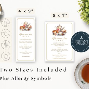 Classic Afternoon Tea Menu Template | Editable High Tea Menu ...