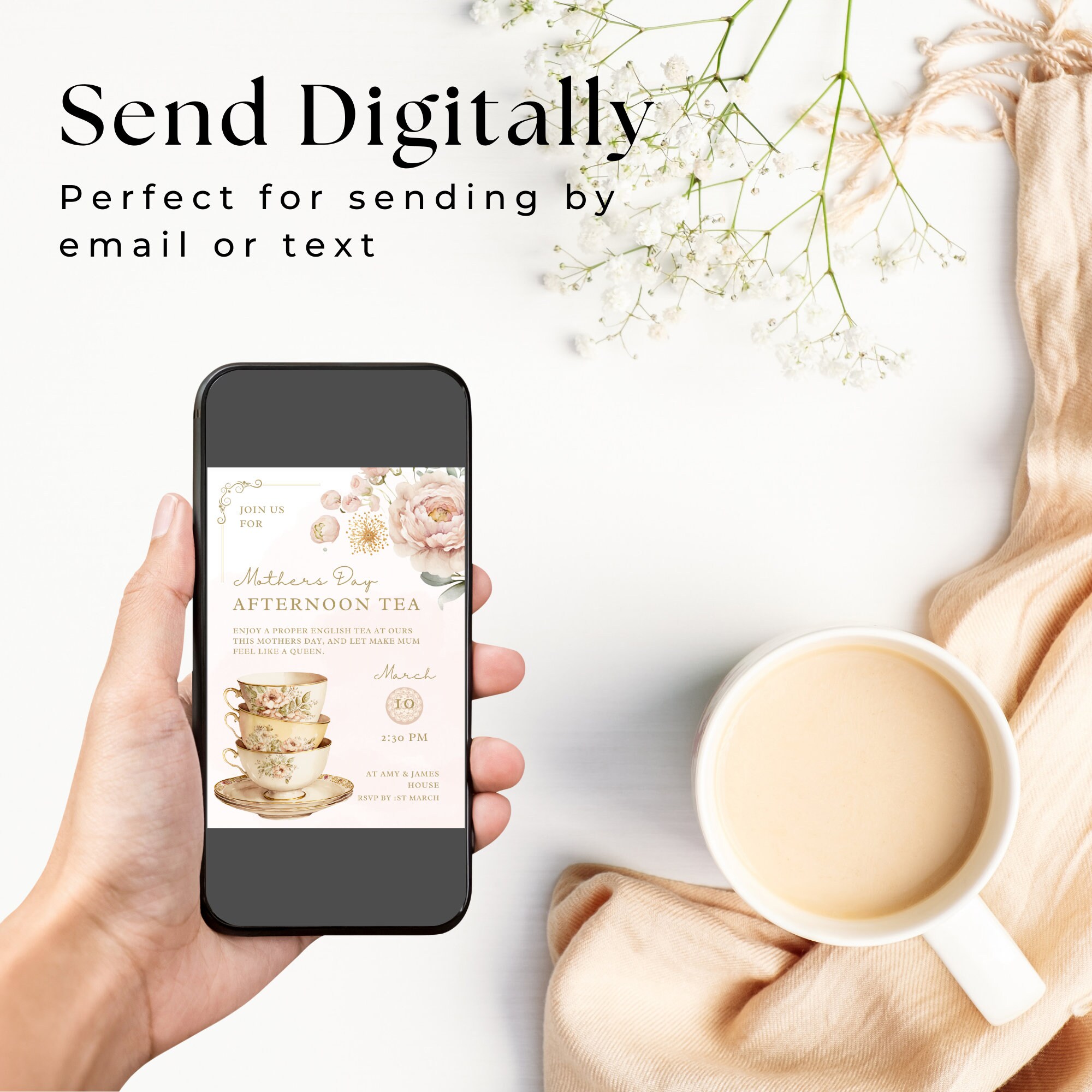 Mothers Day Afternoon Tea Invitation High Tea Invite Tea Party Event ...