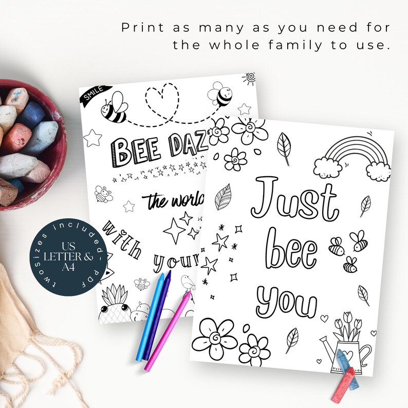 Bee Kind Coloring Bundle | Kids Coloring Activity | Mindfulness ...