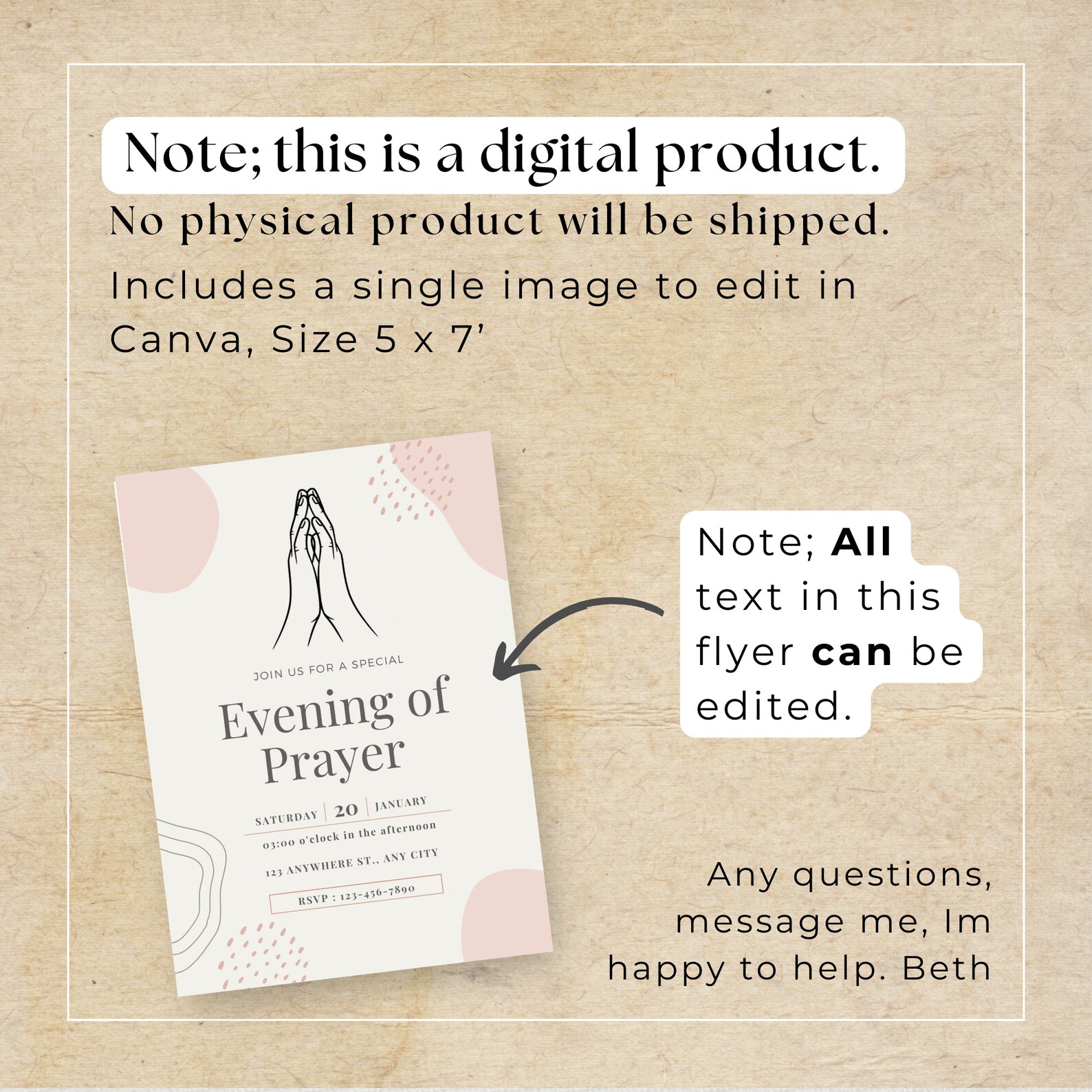 Editable Prayer Group Invite | Church Small Group Flyer | DIY ...