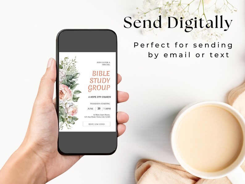 Floral Bible Study Invite | Church Group Poster | Christian Book Club ...