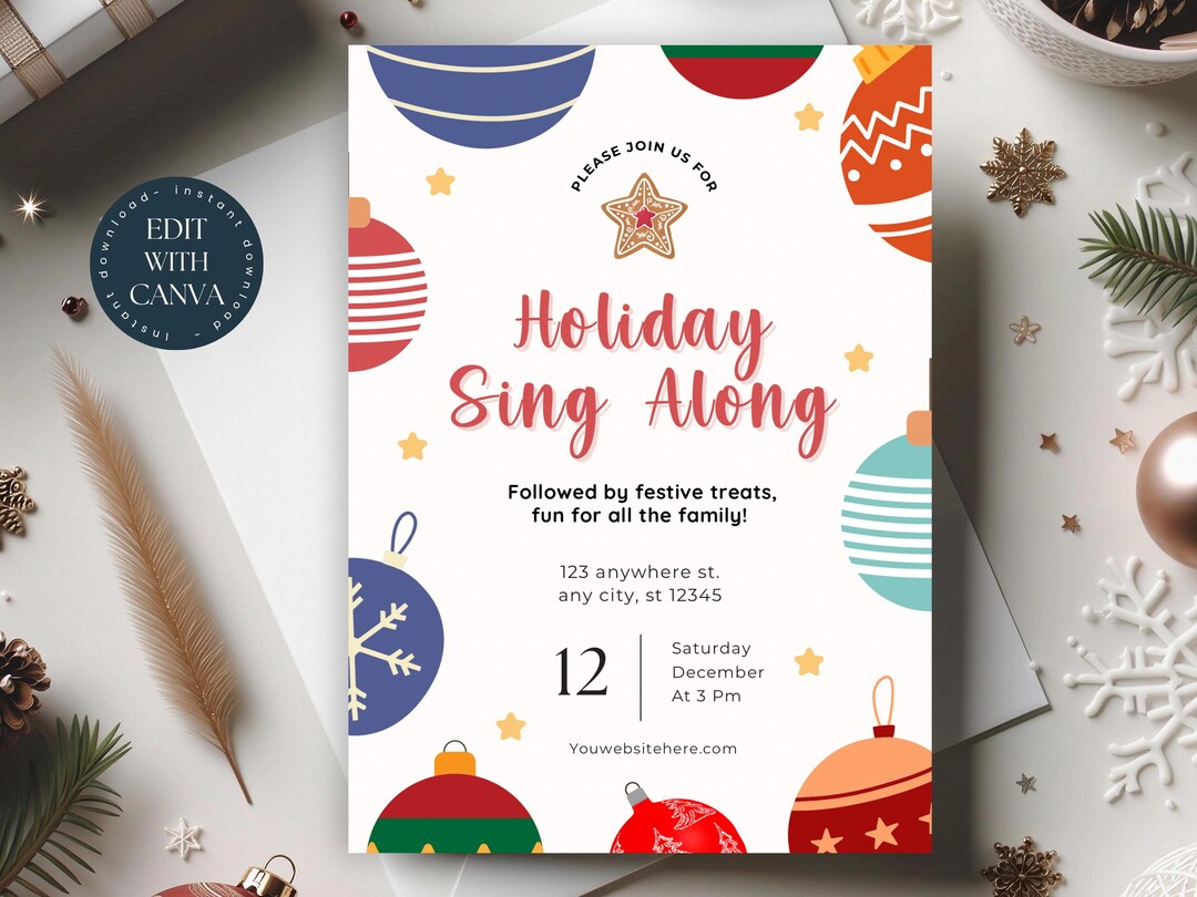 Family Holiday Sing Along Flyer | Christmas Carols Event Invite ...