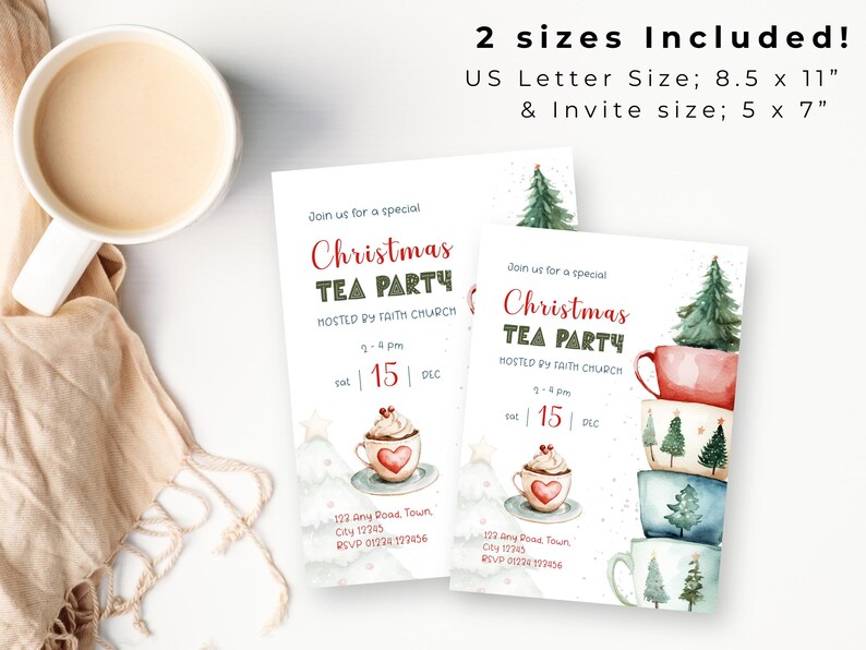Editable Christmas Tea Party Invitation | Holiday Gathering Flyer ...
