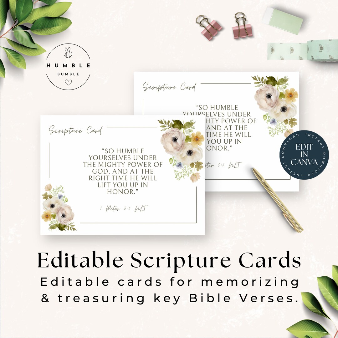 Editable Scripture Cards Bible Verse Cards Memory Verse Cards Daily ...