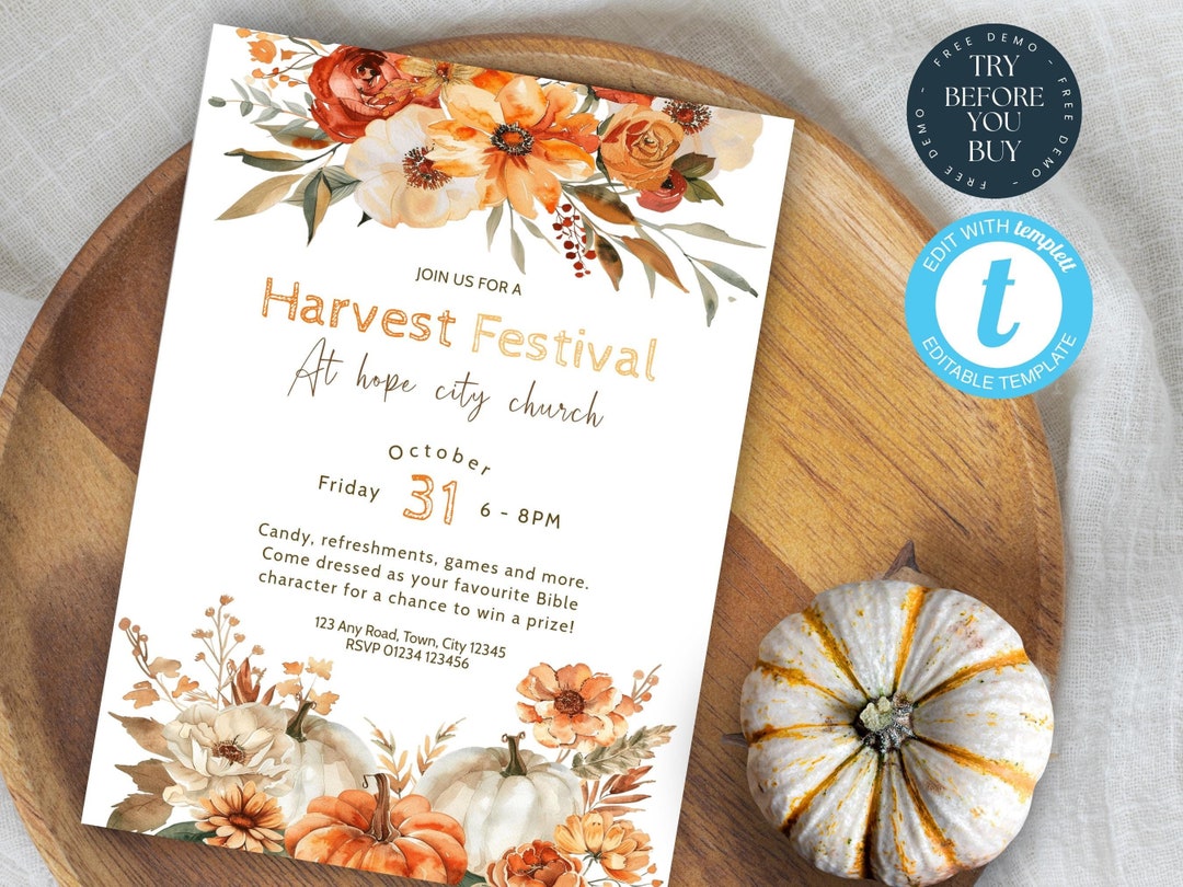 Fall Festival Flyer | Harvest Festival Invite | Church Fall Harvest ...