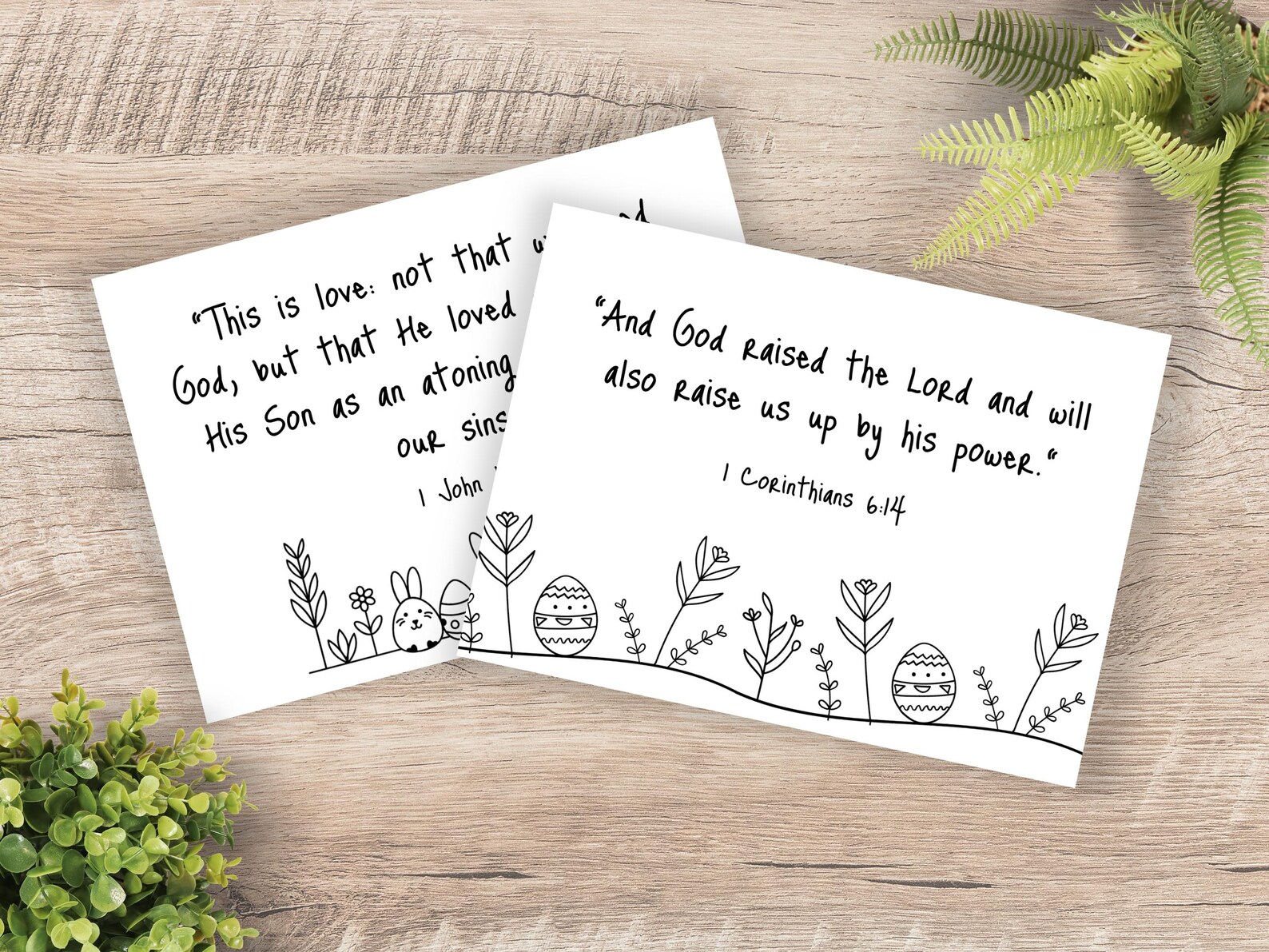 12 Easter Bible Verse Cards, Easter Coloring Activity, Printable Kids ...