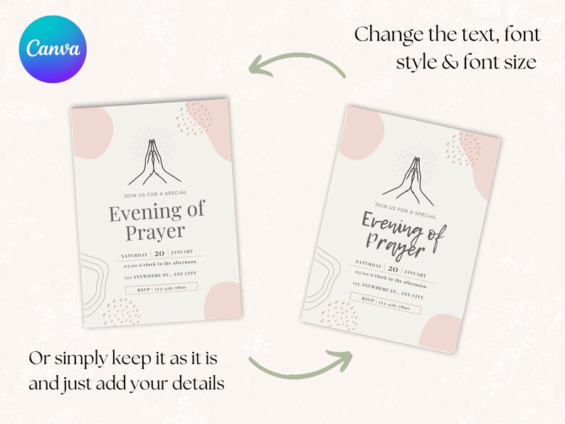 Pastel Design Editable Prayer Group Church Invite Small - Etsy