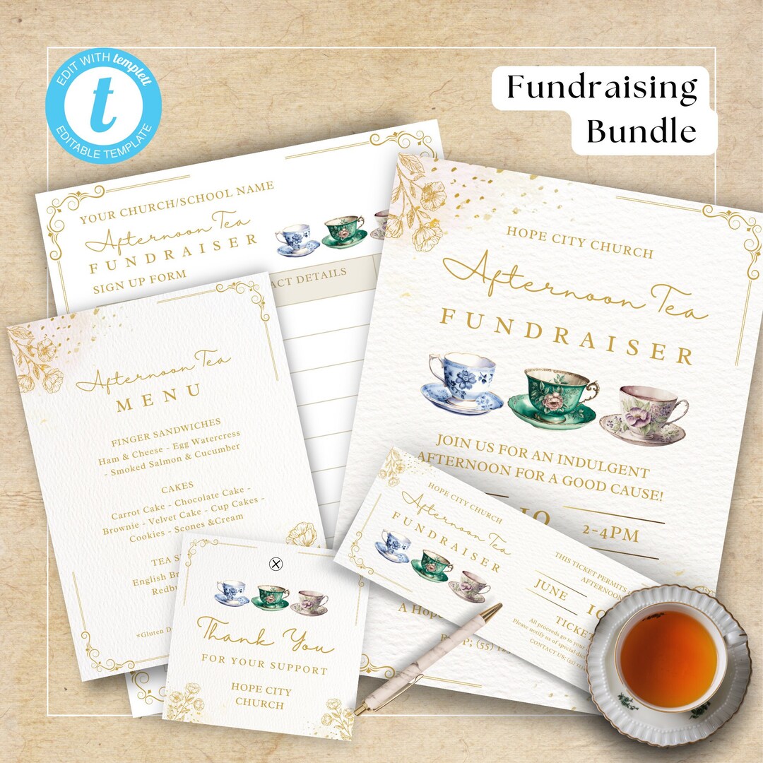 Afternoon Tea Event Template Bundle | Editable Stationary | Women’s Tea ...