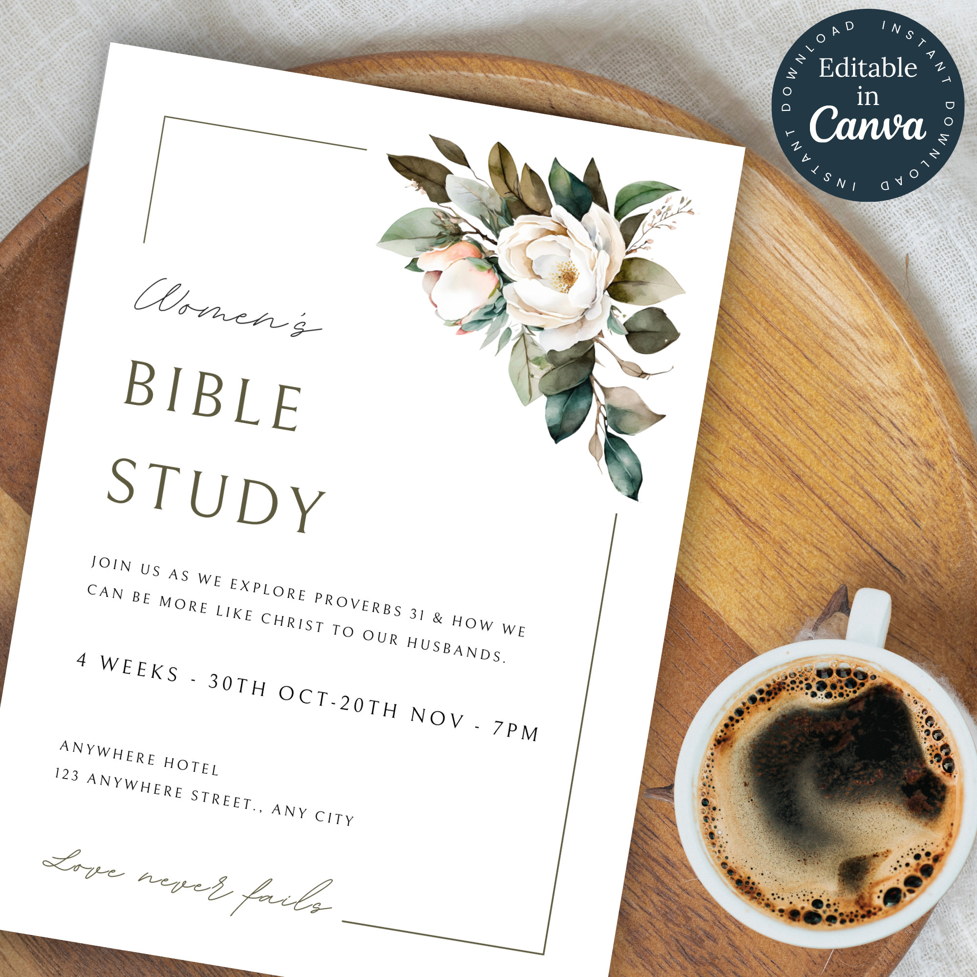 Editable Bible Study Flyer | Church Group Evite | Invite Template ...
