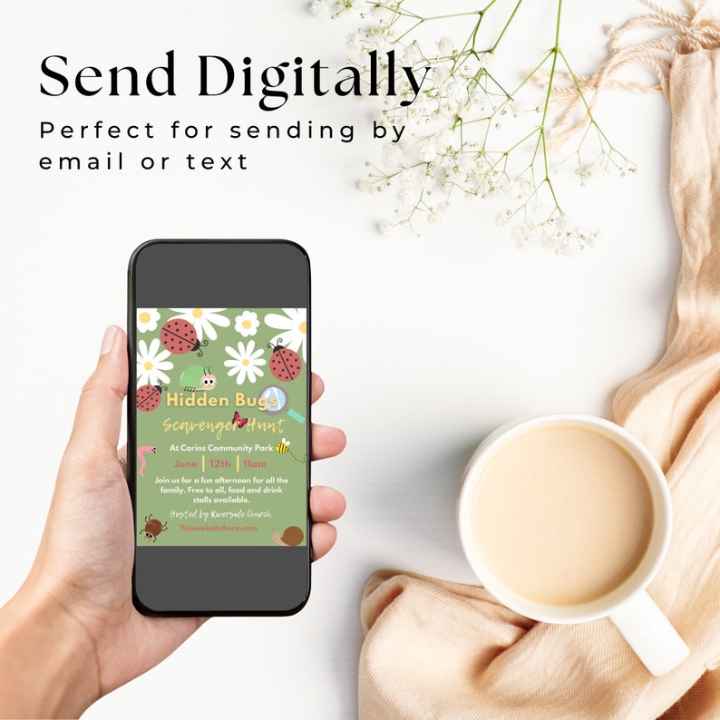 Bug Scavenger Hunt Flyer Template Community Event Editable Flyer School ...