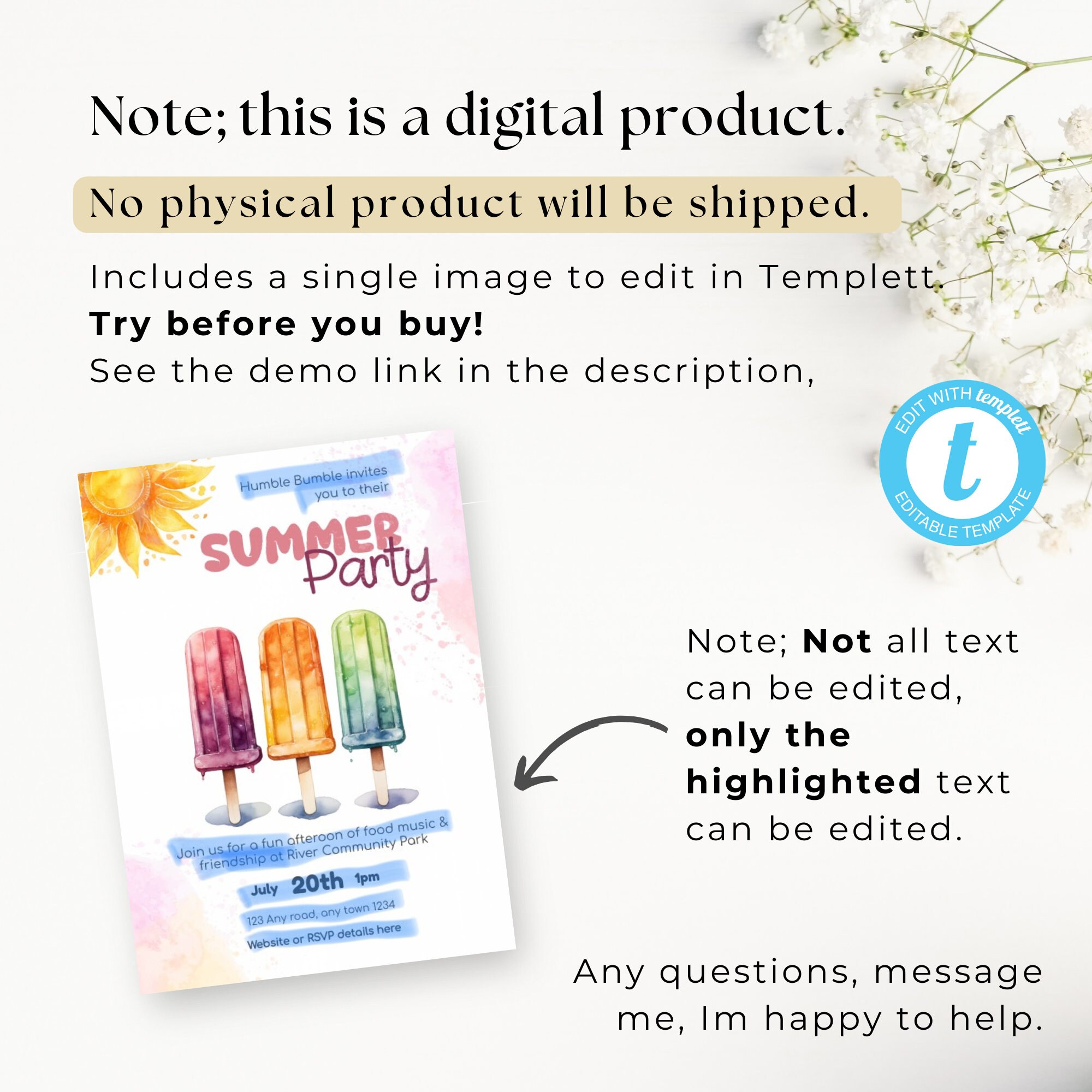 Summer Party Invite Template Church Summer BBQ Invitation Community ...