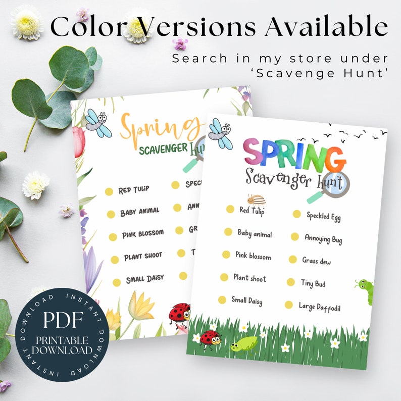 Spring Scavenger Hunt Kids Worksheet | Outdoor Spring Games | Instant ...