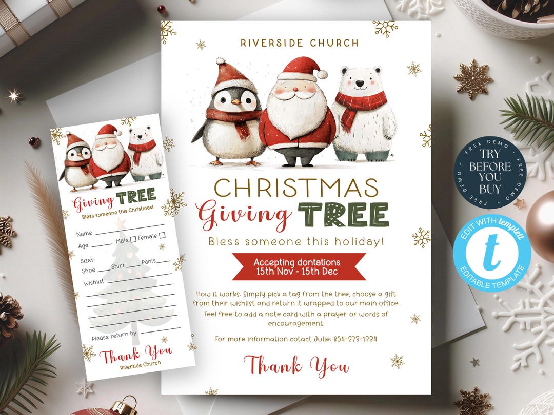 Giving Tree Tags | Giving Tree Forms | Community Xmas | Editable Angel ...