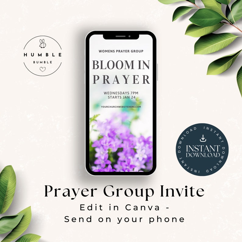 Editable Invite Prayer Group Invitation Bible Study Phone Invitation ...