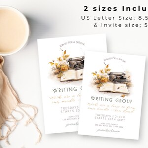 Editable Writing Club Invite | Autumn Invitation | Writing Classes ...
