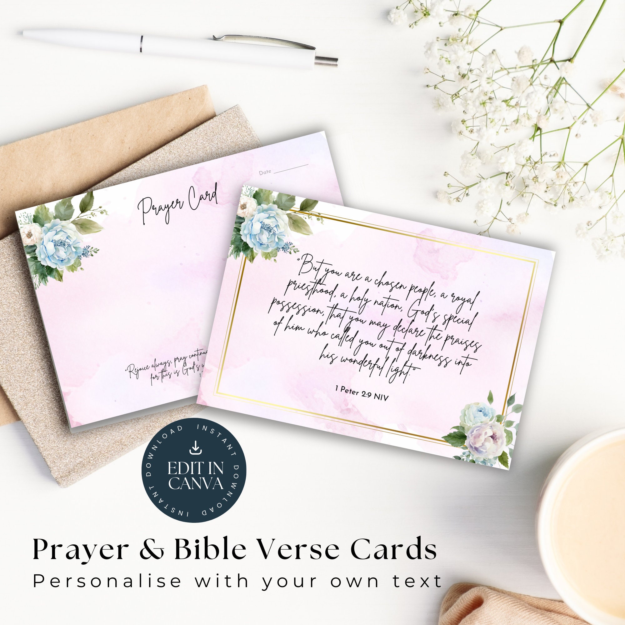 Editable Scripture Cards Prayer Board Cards Prayer Request Gifts for ...