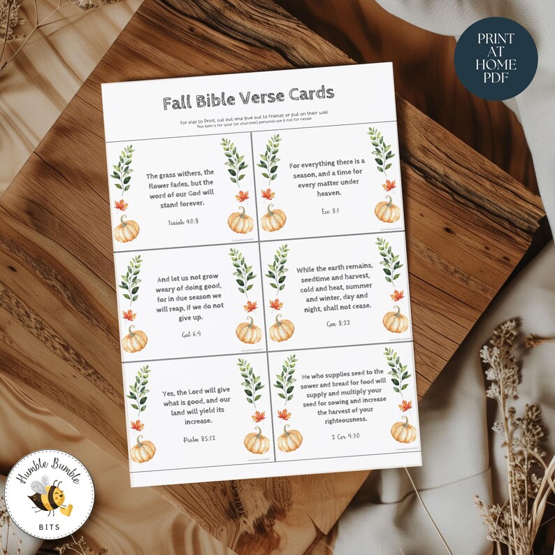 Fall Bible Verse Cards | Printable Scripture Cards | Christian ...