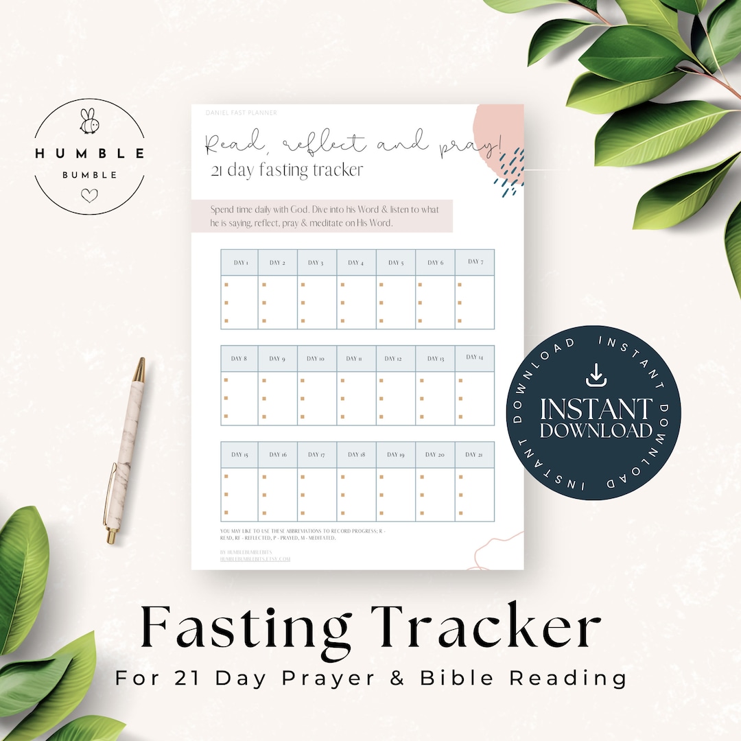 21 Day Fasting Tracker Christian Faith Planner Prayer Planner Detox ...