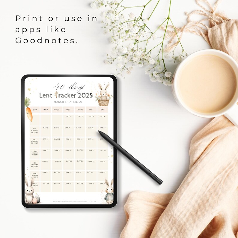 2025 Lent Calendar | Cute Lent Tracker | 40 Day Lenten Calendar | Lent ...