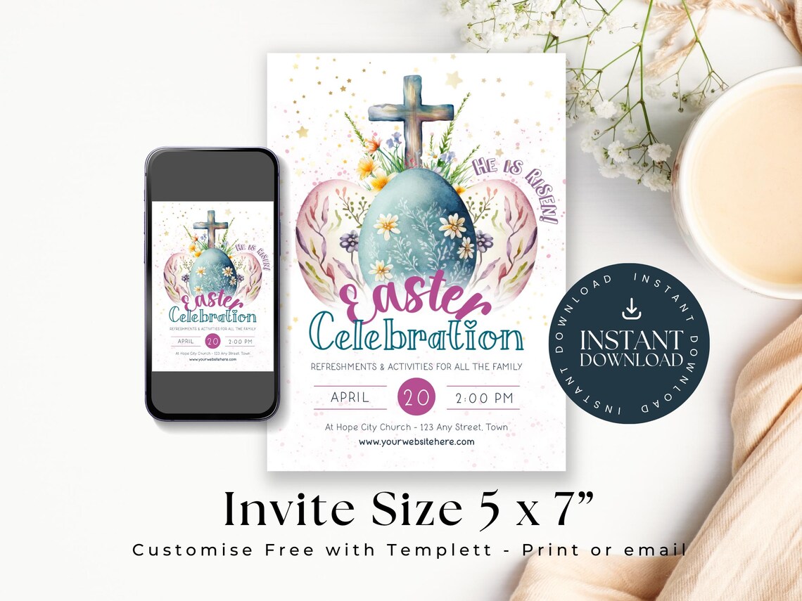 Easter Celebration Invite | Easter Celebration Party | Basket Eggs ...